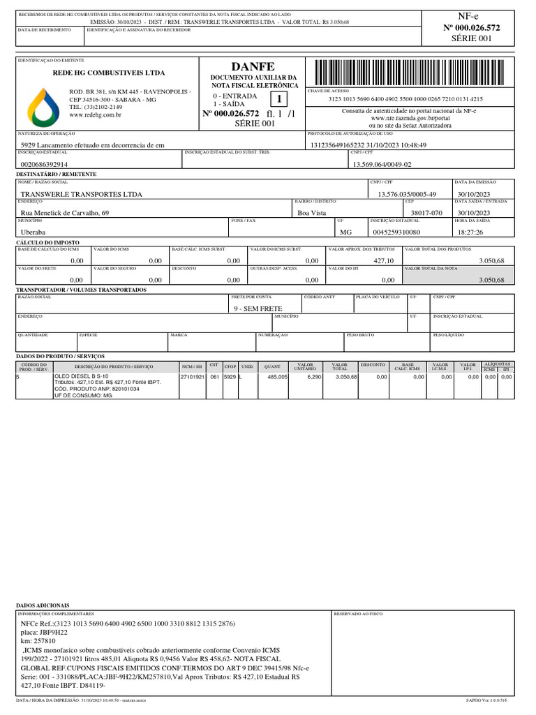 Danfe: SÉRIE 001 | PDF | Recibo | Comércio