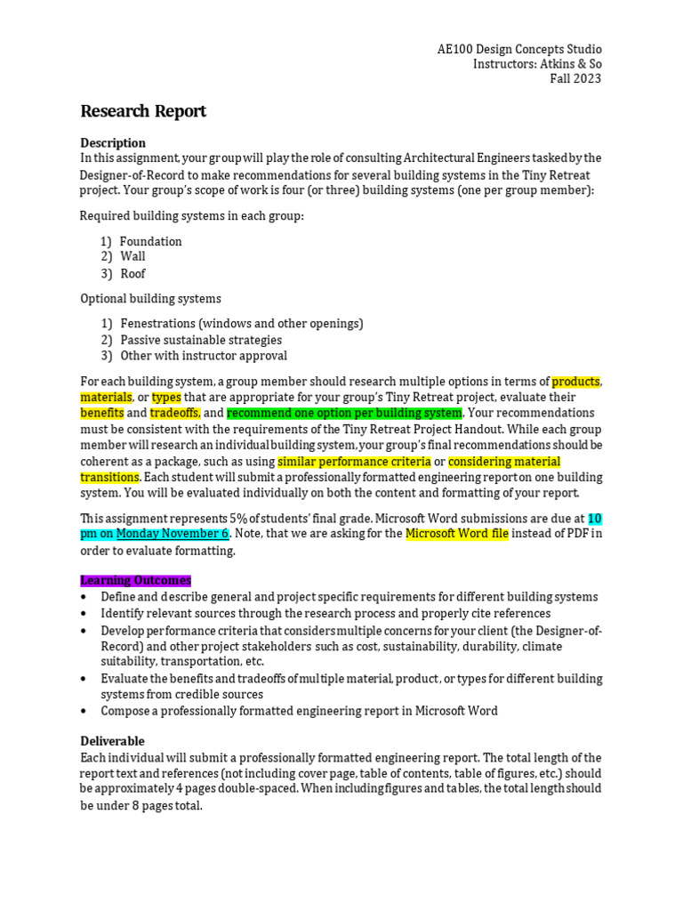 AE 100 2023 Research Report Handout | PDF | Plagiarism | Apa Style