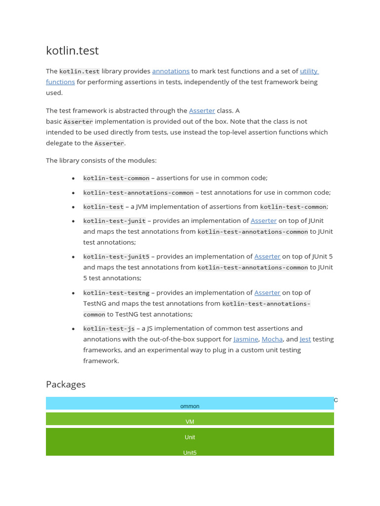 Kotlin Test Annotations Utility Functions Pdf Software Framework Systems Engineering