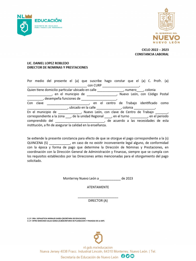 Formatos Constancias | PDF