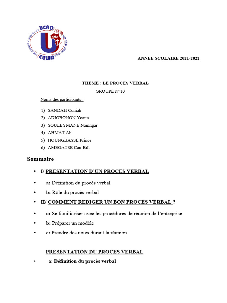 Guide de Rédaction d'un Procès-Verbal | PDF | Évolution de carrière