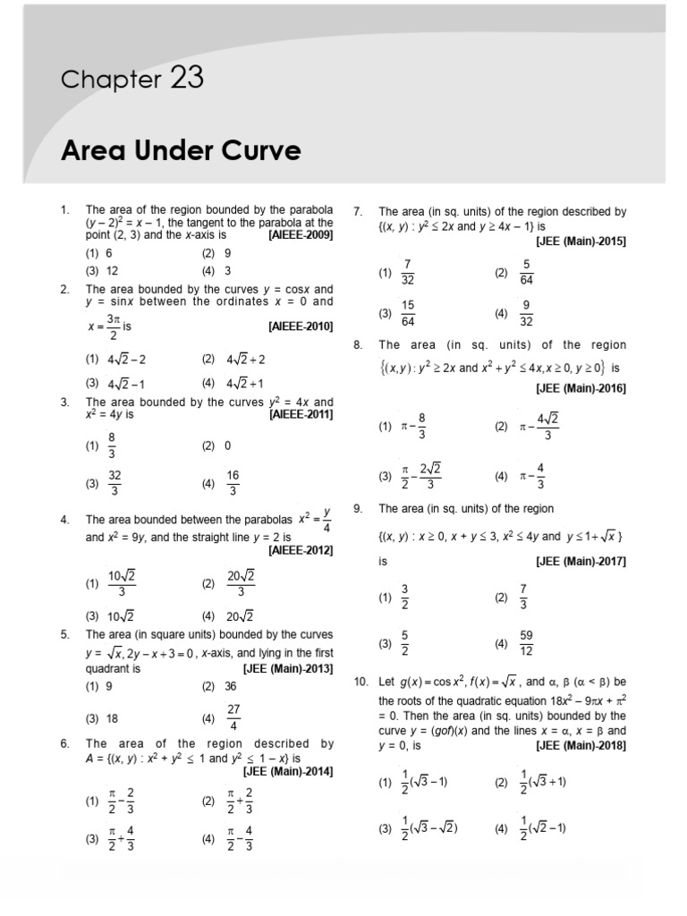 JEE Main Area Under Curves | PDF | Area | Elementary Geometry