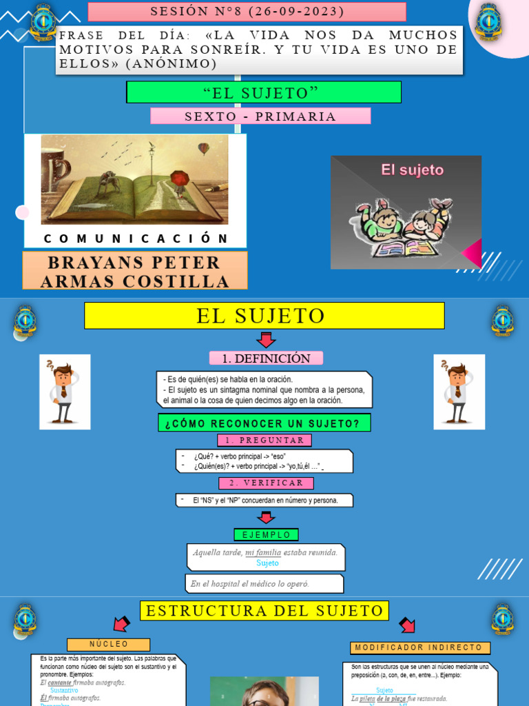 Sesion N8 - El Sujeto - Comunicacion - Sexto Primaria | PDF | Asunto (gramática) | Mecánica del ...