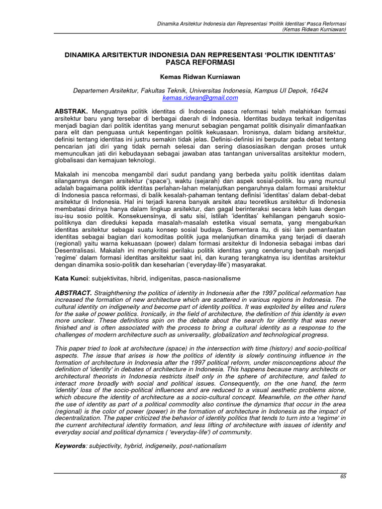 Dinamika Arsitektur Indonesia Dan Repres | PDF