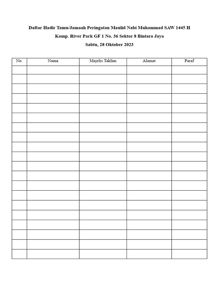 Daftar Hadir Tamu | PDF