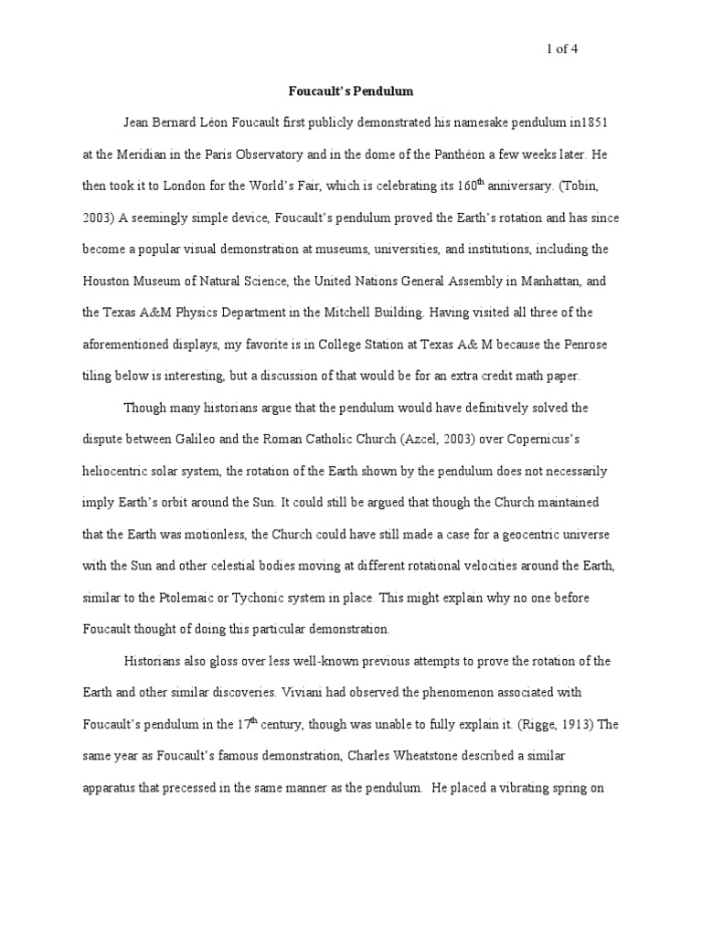 Foucault S Pendulum Pdf Pendulum Rotation