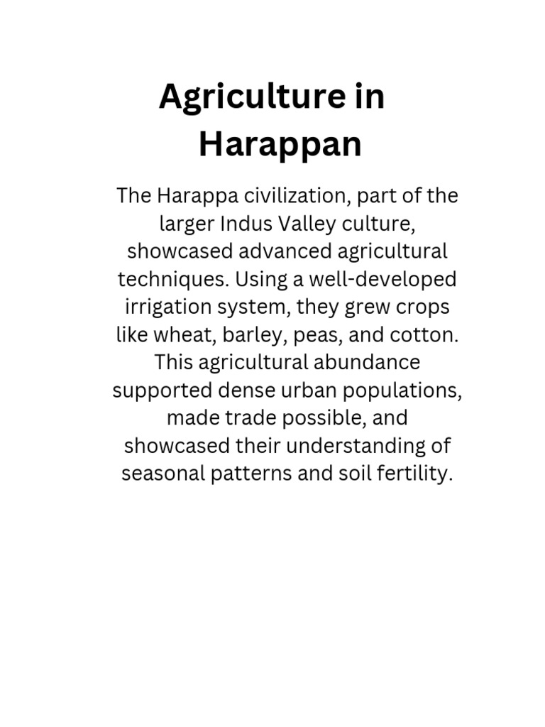 Harappan Agriculture and Irrigation Techniques | PDF | Social Science