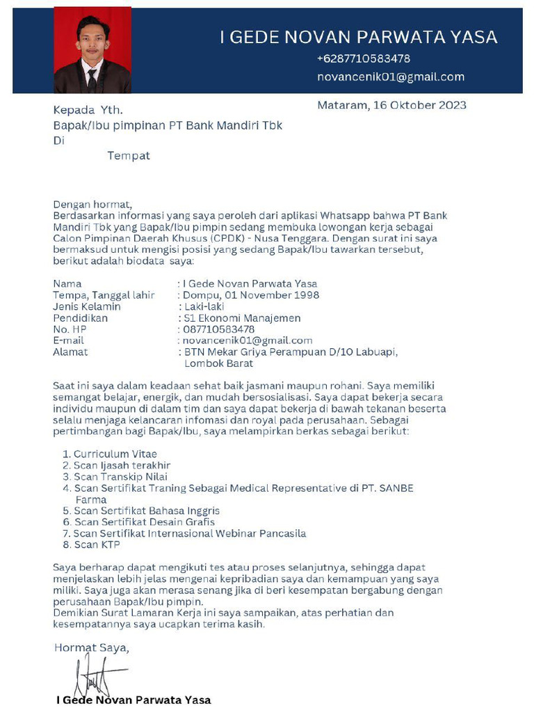 CV Novan - Lombok | PDF