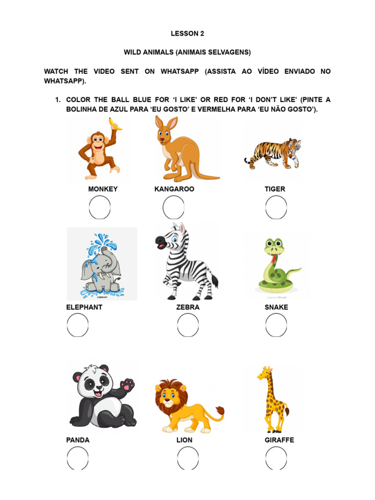 Wild Animals Lessons 2 | PDF