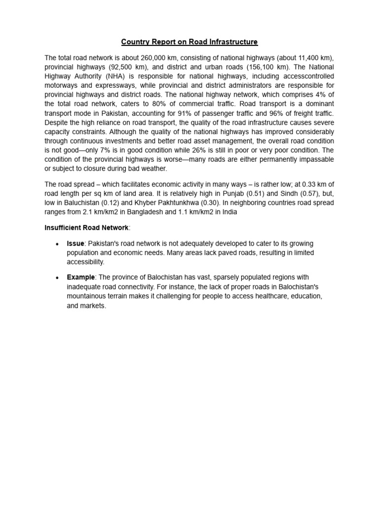 Country Report On Road Infrastructure | PDF | Road | Flood