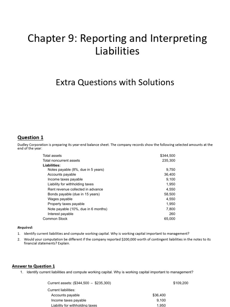 Liabilities Reporting and Working Capital Analysis | PDF | Debits And Credits | Working Capital