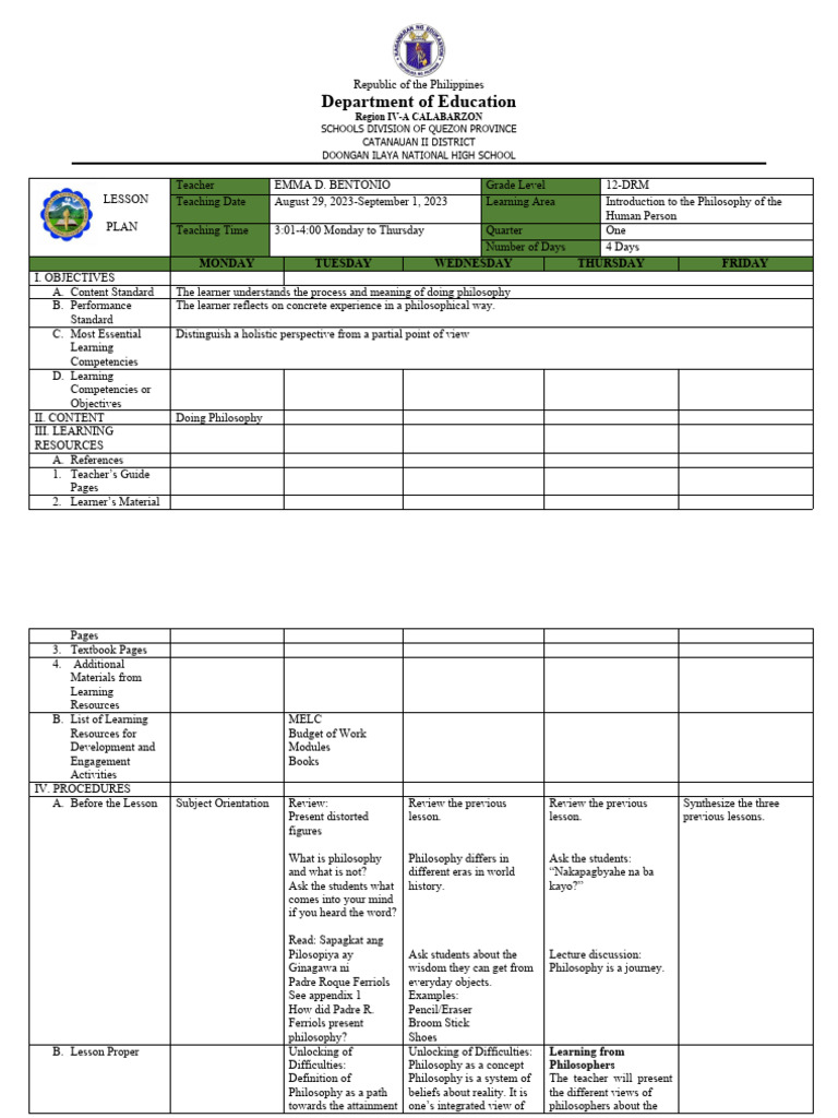 Dll 1 English Intro To Philo Week 1 Final Pdf Knowledge Learning