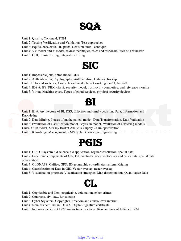 Important Topics For BSC-IT Sem-6 (E-Next - In) | PDF | Business | Technology & Engineering