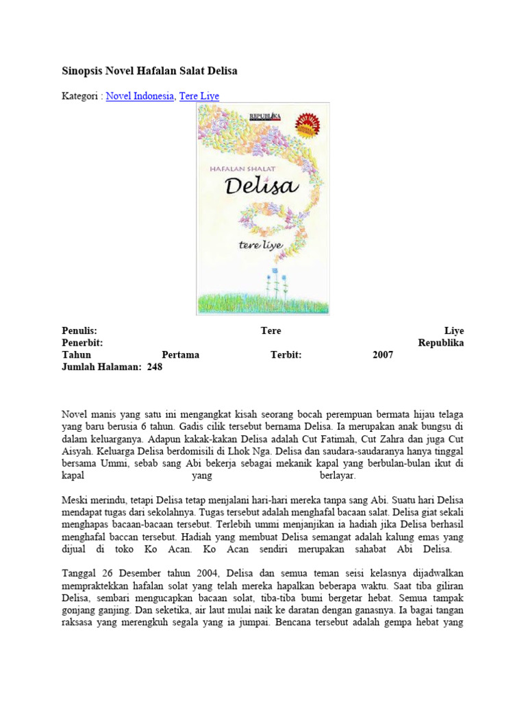 Sinopsis Novel Hafalan Salat Delisa | PDF