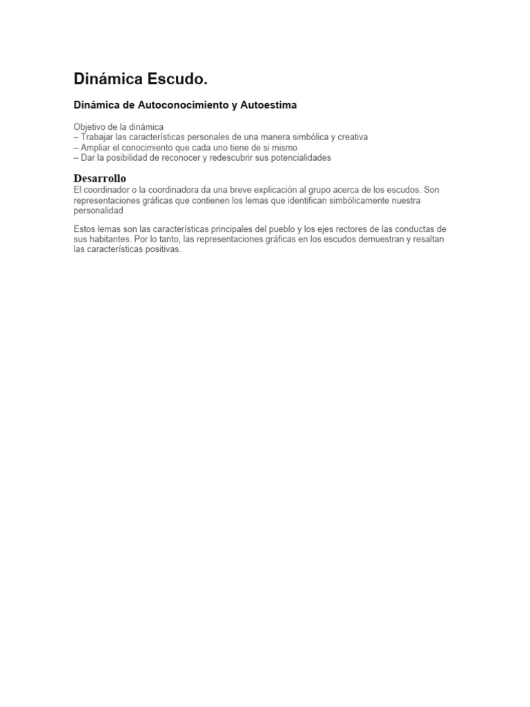 Dinámica del Escudo Personal | PDF | Crecimiento personal y profesional | Arte