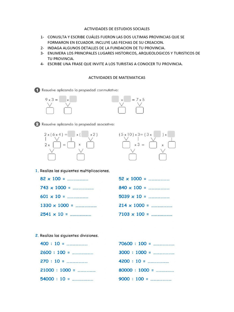 Actividades de Estudios Sociales | PDF