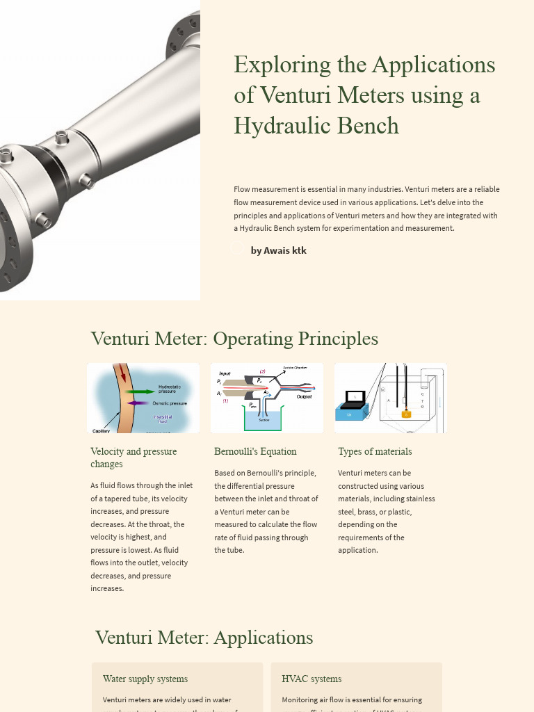 Applications of Venturi Meters | PDF | Flow Measurement | Fluid Dynamics