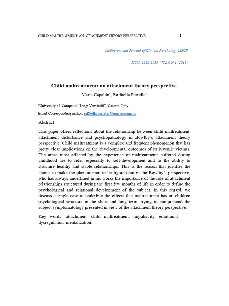 Child Maltreatment An Attachment Theory Perspectiv | PDF | Attachment ...