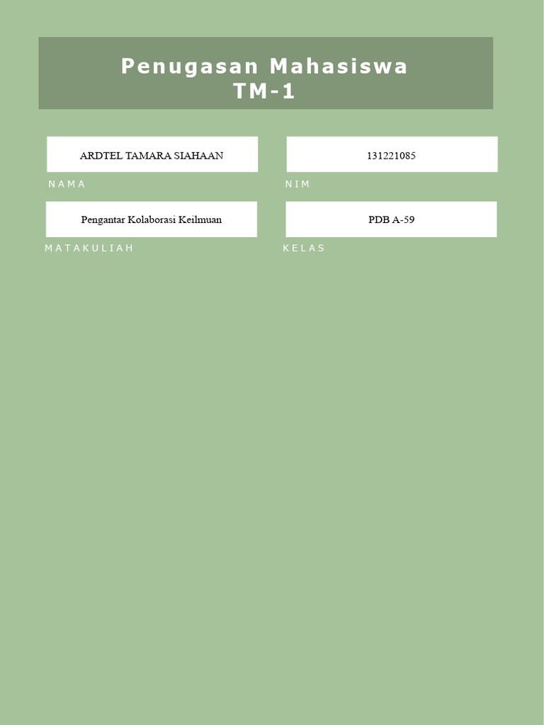 Tugas TM 1 - Pengantar Kolaborasi Keilmuan A-59 - Ardtel Tamara Siahaan | PDF