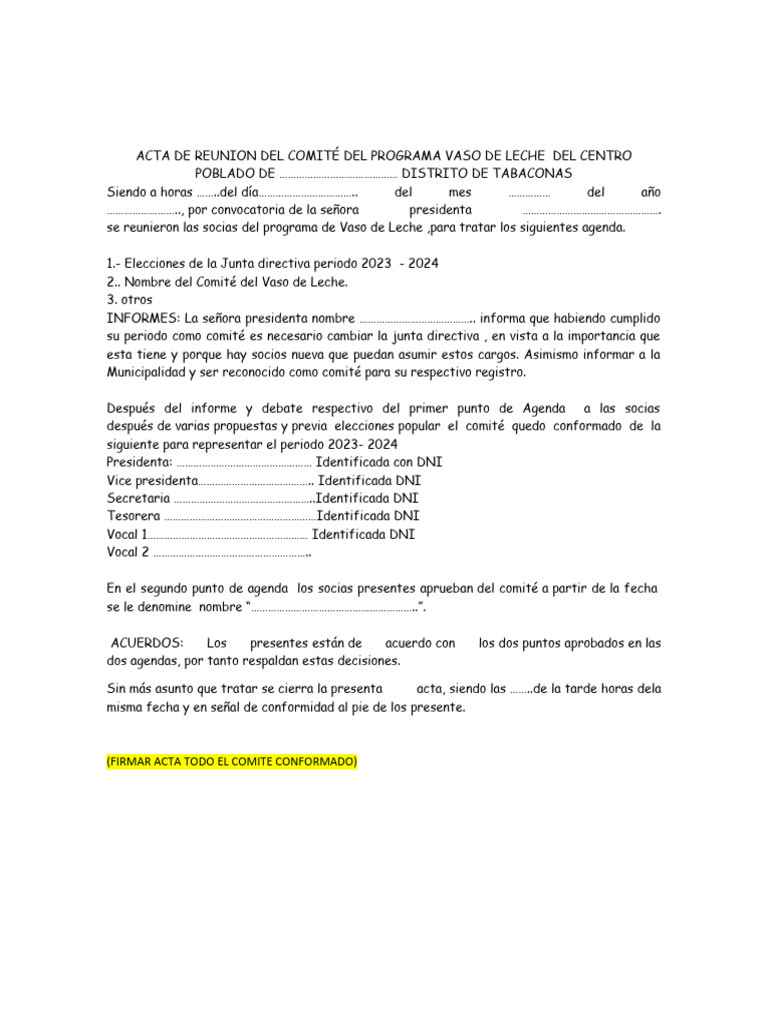 Modelo de Acta Conformacion Comite PVL | PDF