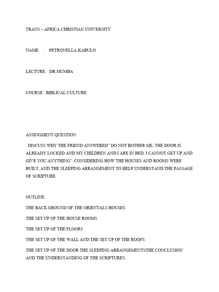 Biblical Culture Assignment 1 | PDF | Abraham | Bible