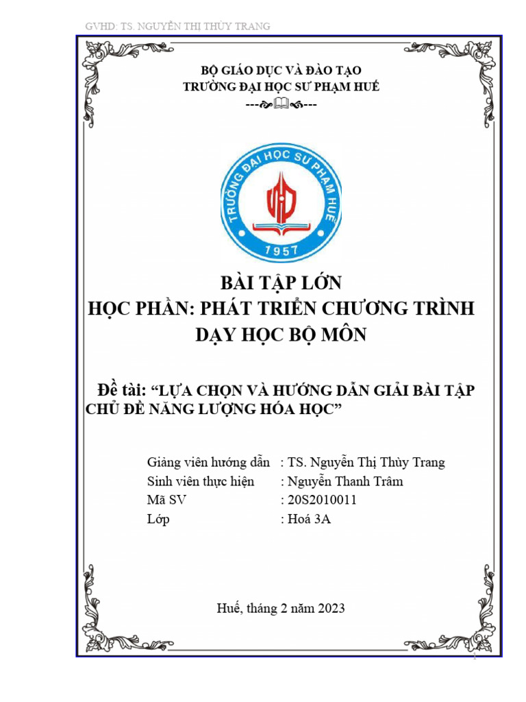 BTL PTCTDH - Thanh Tram | PDF