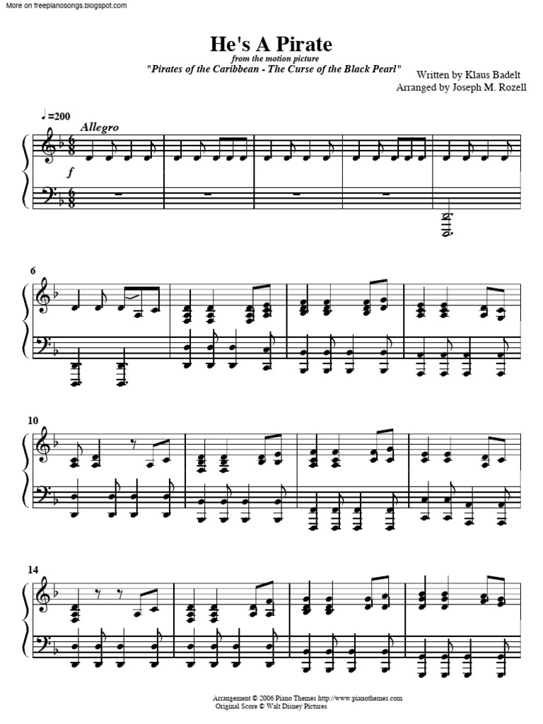 He's a Pirate Sheet Music | PDF