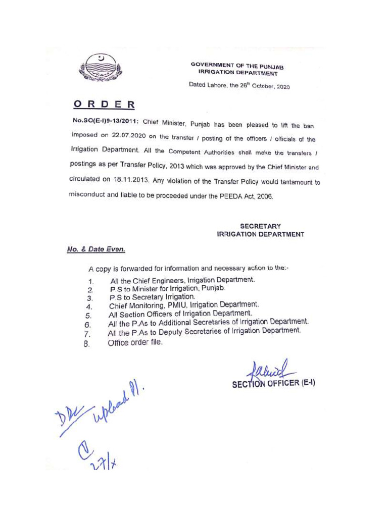 Lift of Ban On TransferPosting Oct 2020 | PDF