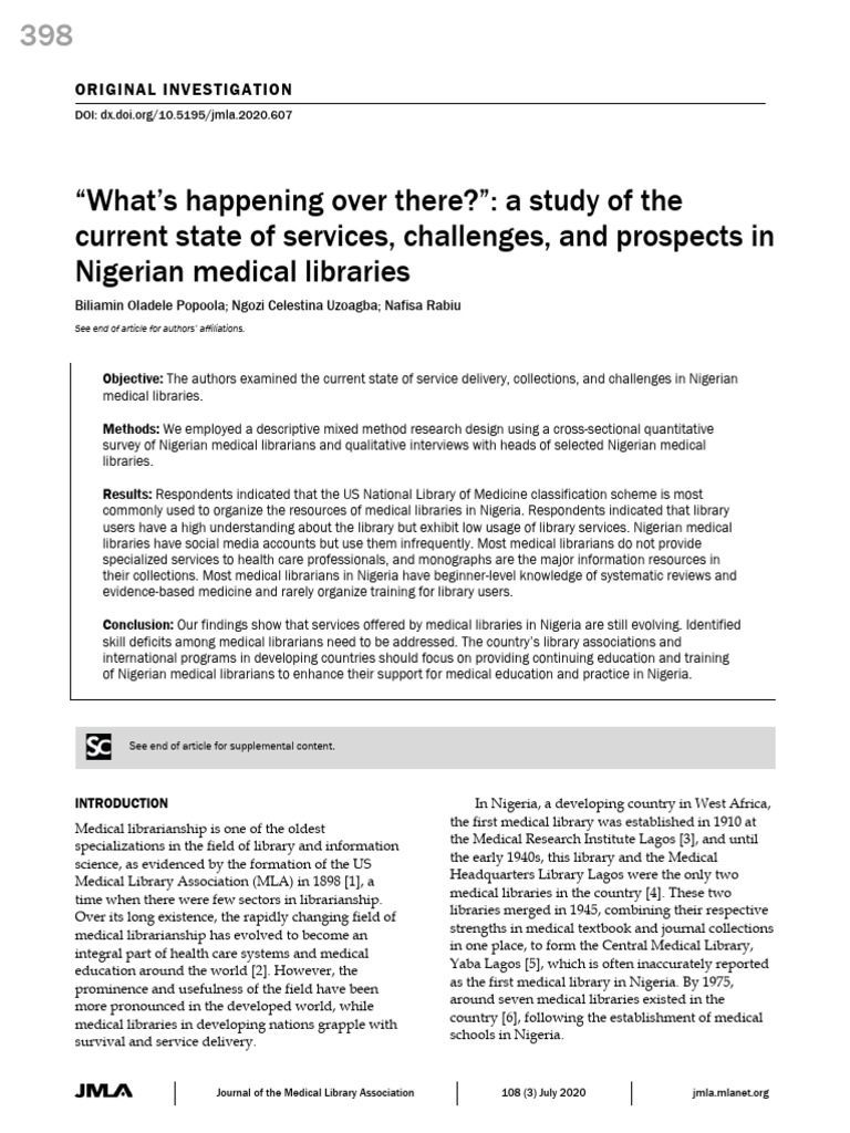 Popoola Et Al 2020 | PDF | Libraries | Librarian