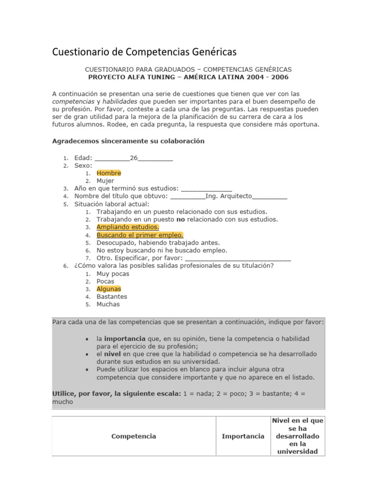 Proyecto Tuning América Latina Pdf
