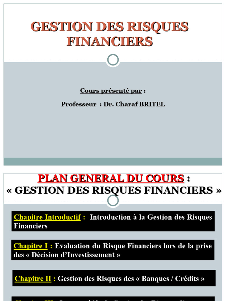 GRF - Introduction Ã La Gestion Des Risques Financiers | PDF | Risque | Risque financier