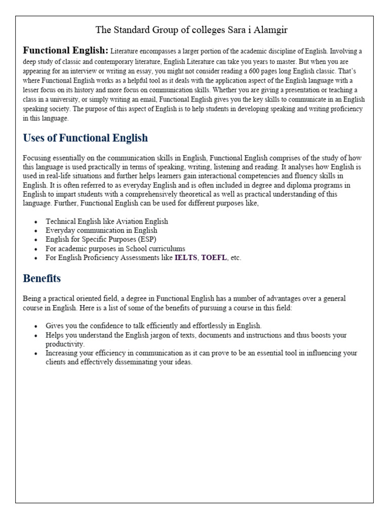 BSCS Functioanl English | PDF | Verb | Noun