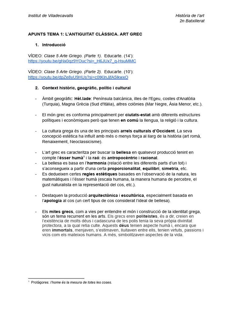 Apunts - T.1 - Art Grec | PDF