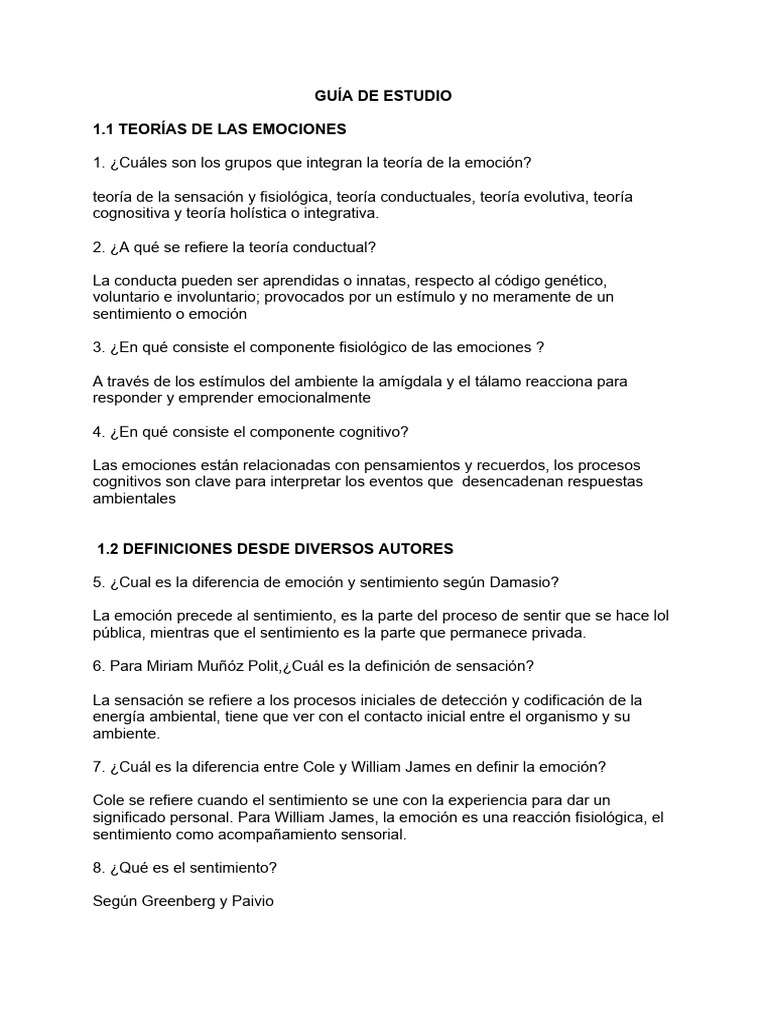 Guia De Emociones Pdf Las Emociones Comportamiento