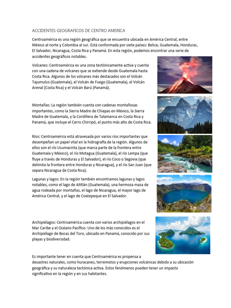 Accidentes Geográficos en Centroamérica | PDF