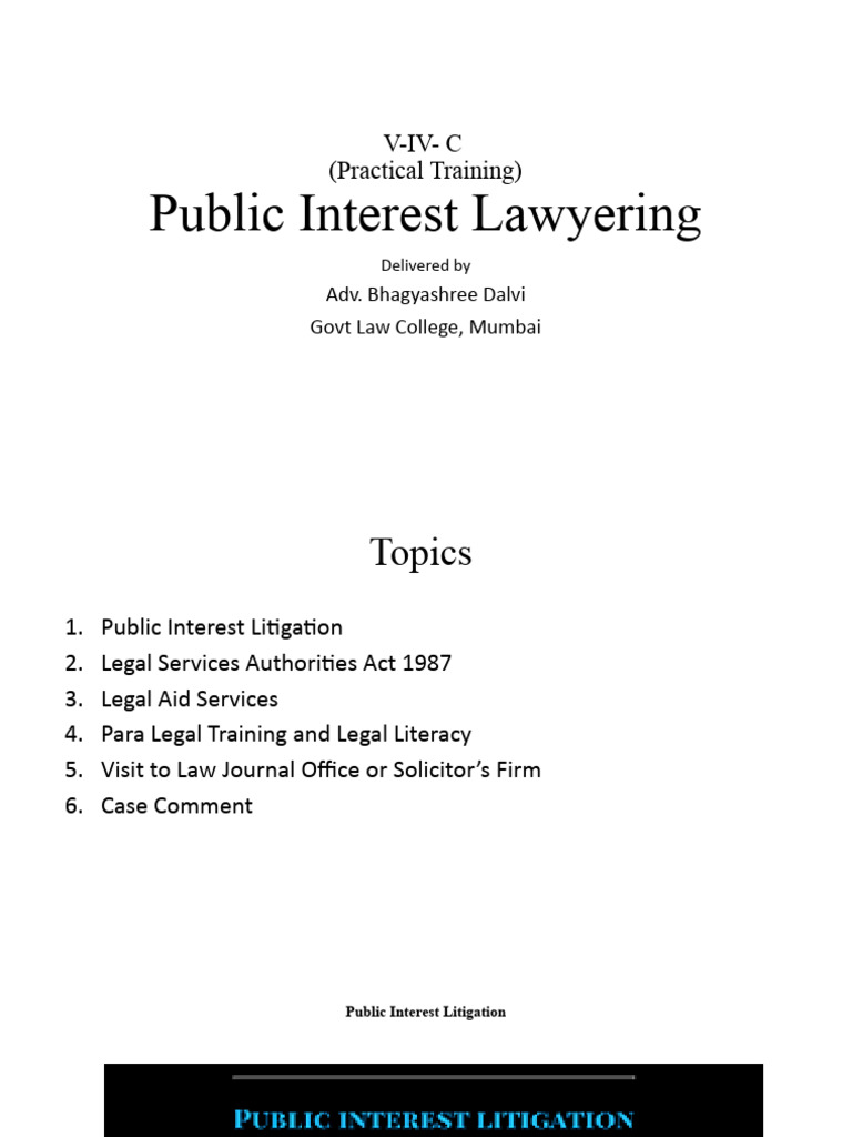 Overview of Public Interest Lawyering | PDF | Standing (Law) | Legal Aid