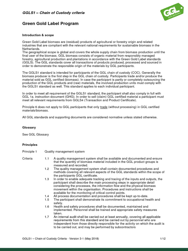 GGLS1 COC Criteria v3 1 | Download Free PDF | Audit | Quality ...