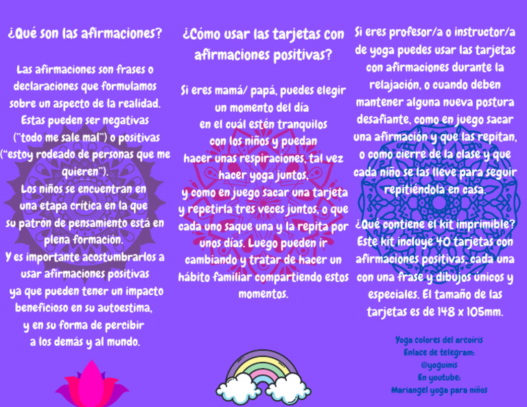 Tarjetas de Afirmaciones Positivas para Niños | PDF