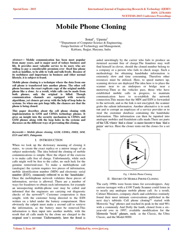 Mobile Phone Cloning | PDF | Cellular Network | Mobile Phones