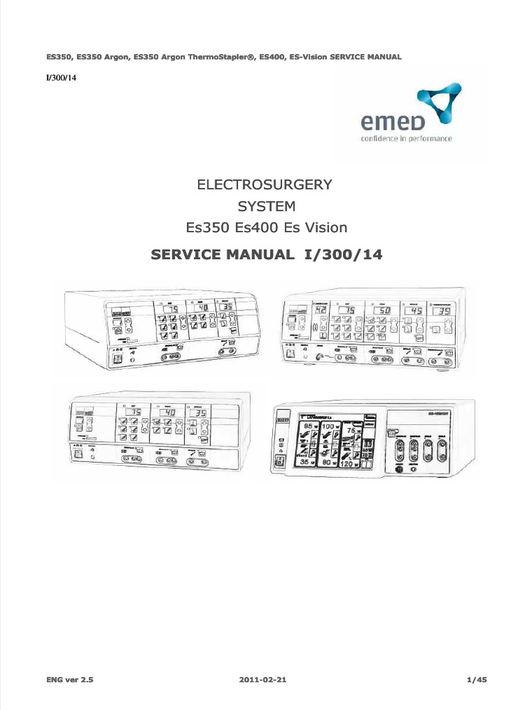 Electrosurgery System Es350 Es400 Es Vision Service Manual I 300 14 ...