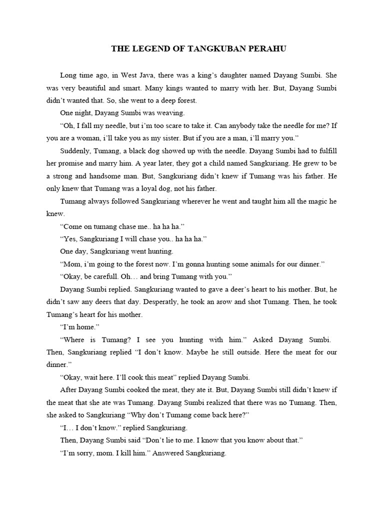 The Legend of Tangkuban Perahu | PDF