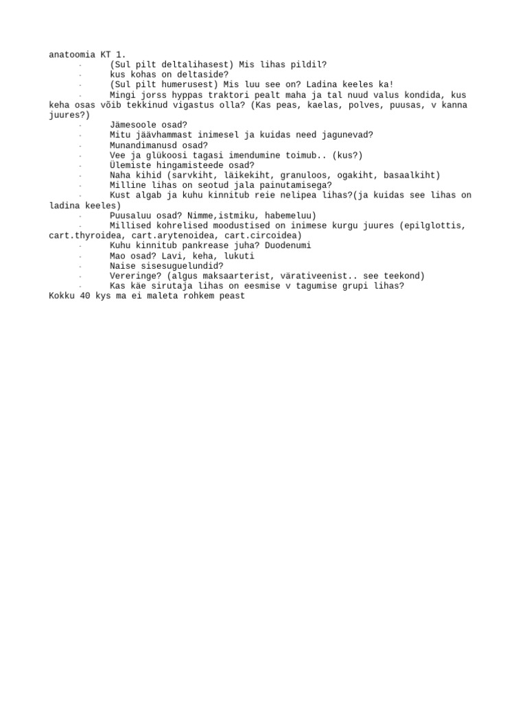 Anatoomia KT I | PDF