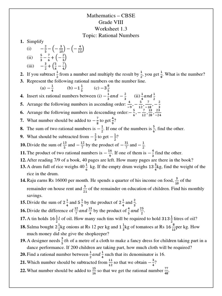WK 1.3 - Rational Numbers | PDF | Numbers | Elementary Mathematics
