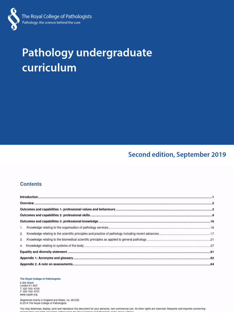 Pathology Undergraduate Curriculum Guide | PDF | Inflammation | Pathology