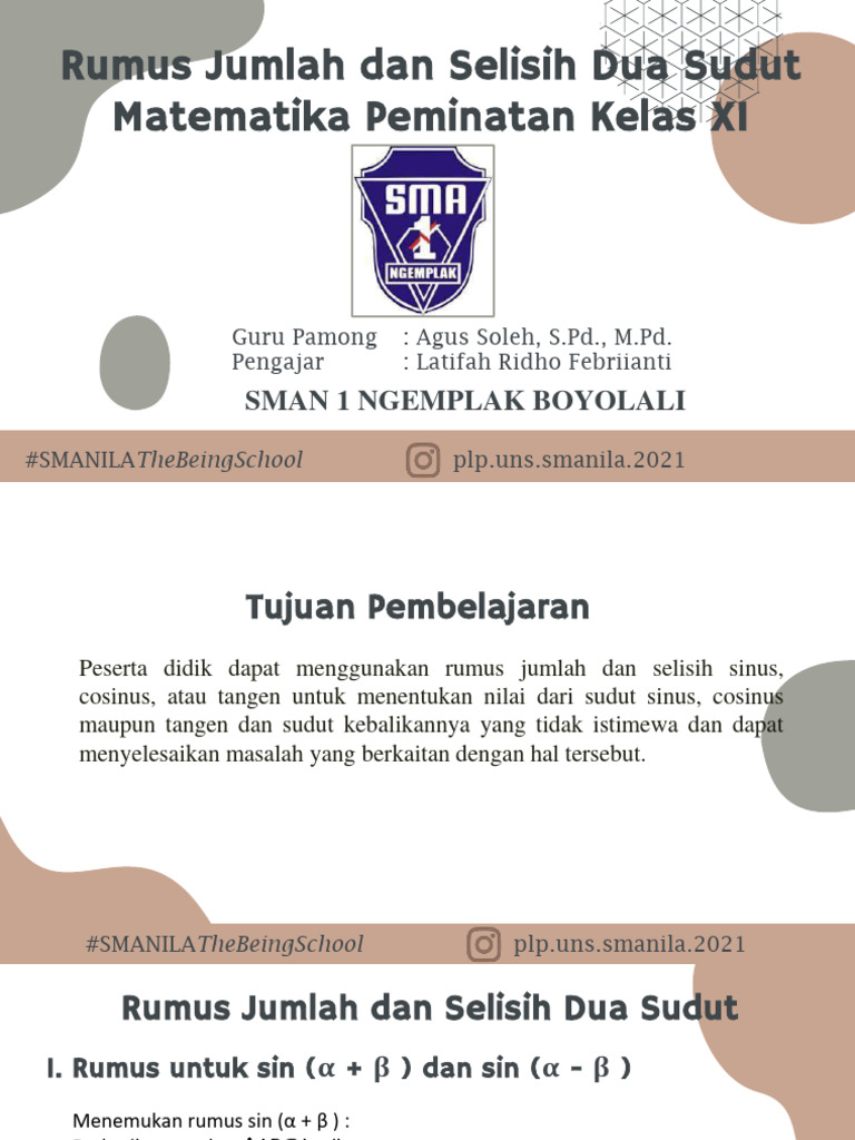 Rumus Jumlah dan Selisih Sudut | PDF