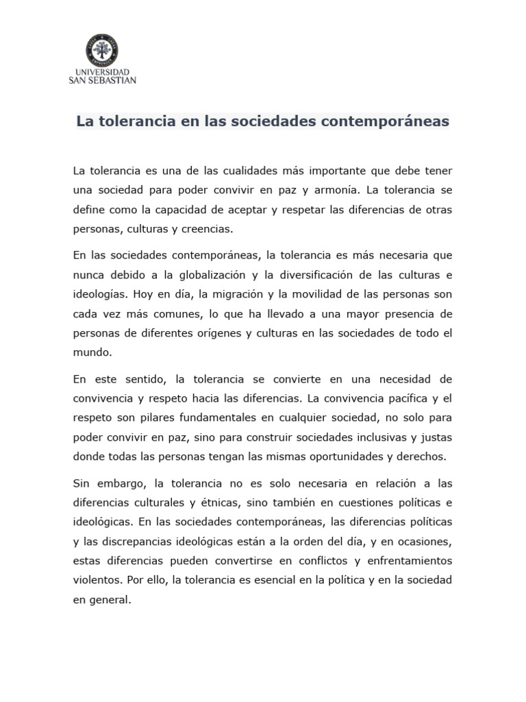 Tolerancia en Sociedades Modernas | PDF | Ciencias sociales