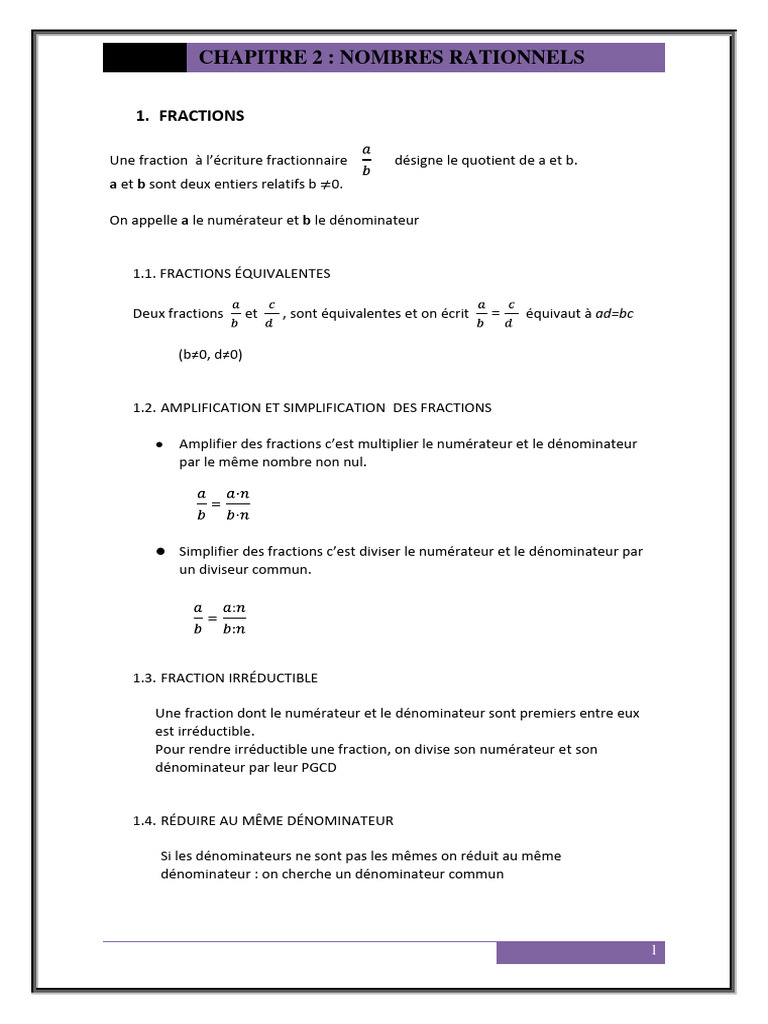 Introduction aux Nombres Rationnels | PDF | Division | Nombre rationnel