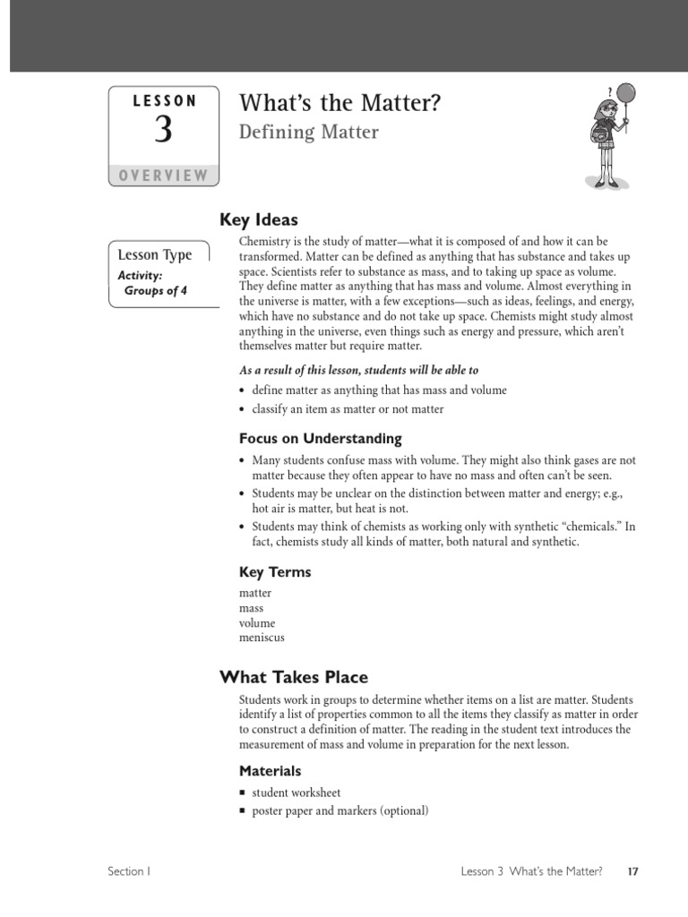 Lesson 3 Whats The Matter | Download Free PDF | Matter | Chemistry