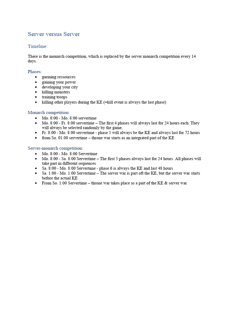 Server Versus Server: Timeline | PDF