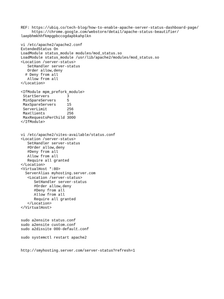 Enabling Server Status | PDF Enabling Server Status | PDF
